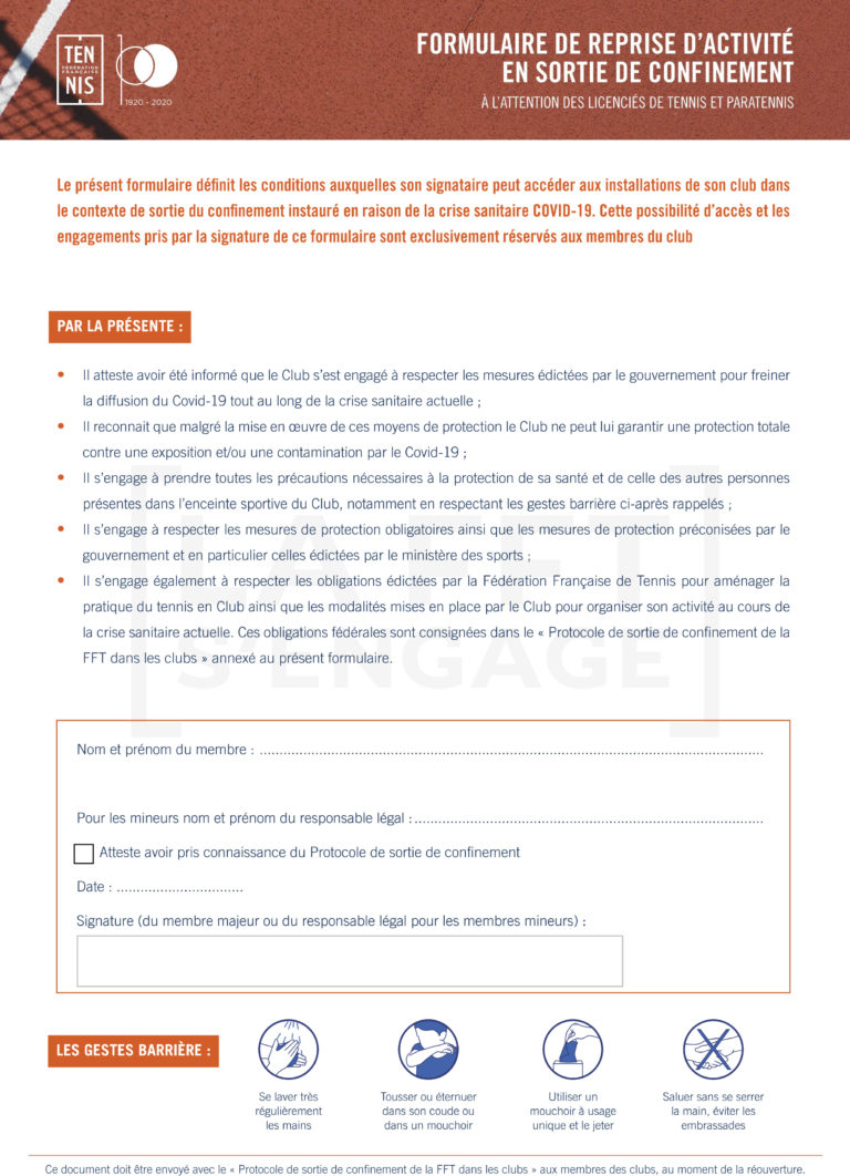 Formulaire de reprise - ESC - Entente Sportive Caudacienne®